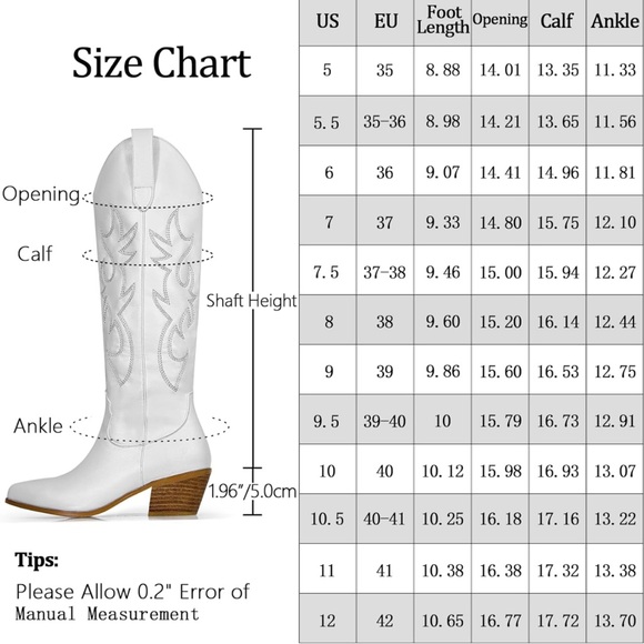 Shoes | Ouepiano Cowboy Boots For Women Knee High Wide Calf Cowgirl ...